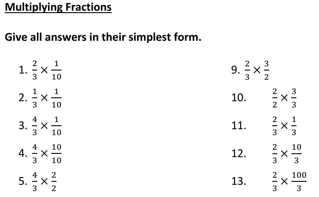 Multiplying Fractions – Minimally Different