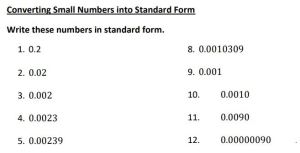 Standard Form – Converting Small Numbers to Standard Form – Minimally ...