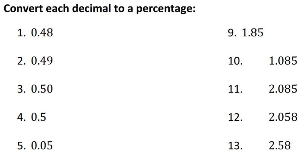 Converting Decimals to Percentages – Minimally Different