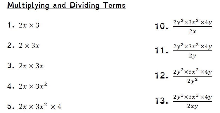 Multiplying and Dividing Terms – Minimally Different