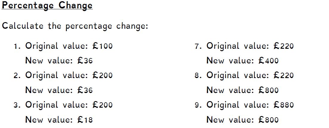 Calculating Percentage Change – Minimally Different