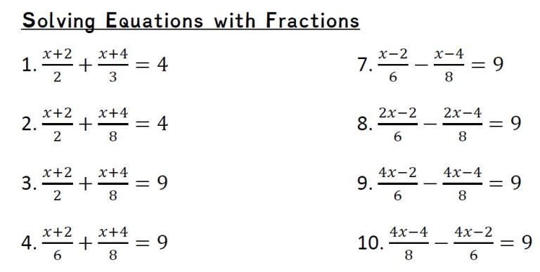 Solving Equations with Fractions – Minimally Different